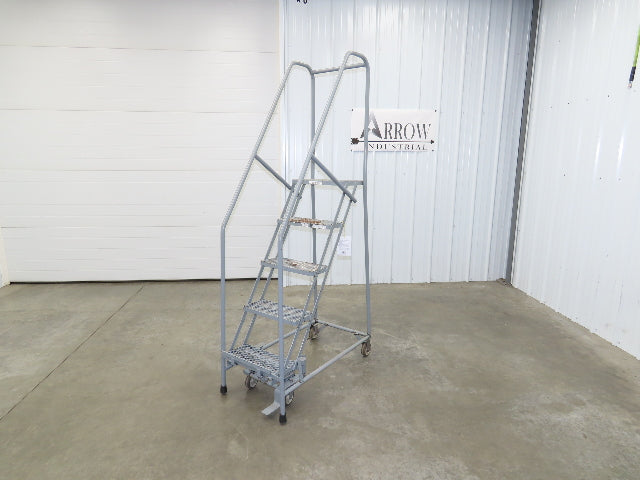 Uline H-5073A-10 Rolling Ladder Narrow Aisle 5 Step 10" Platform 50" T ...