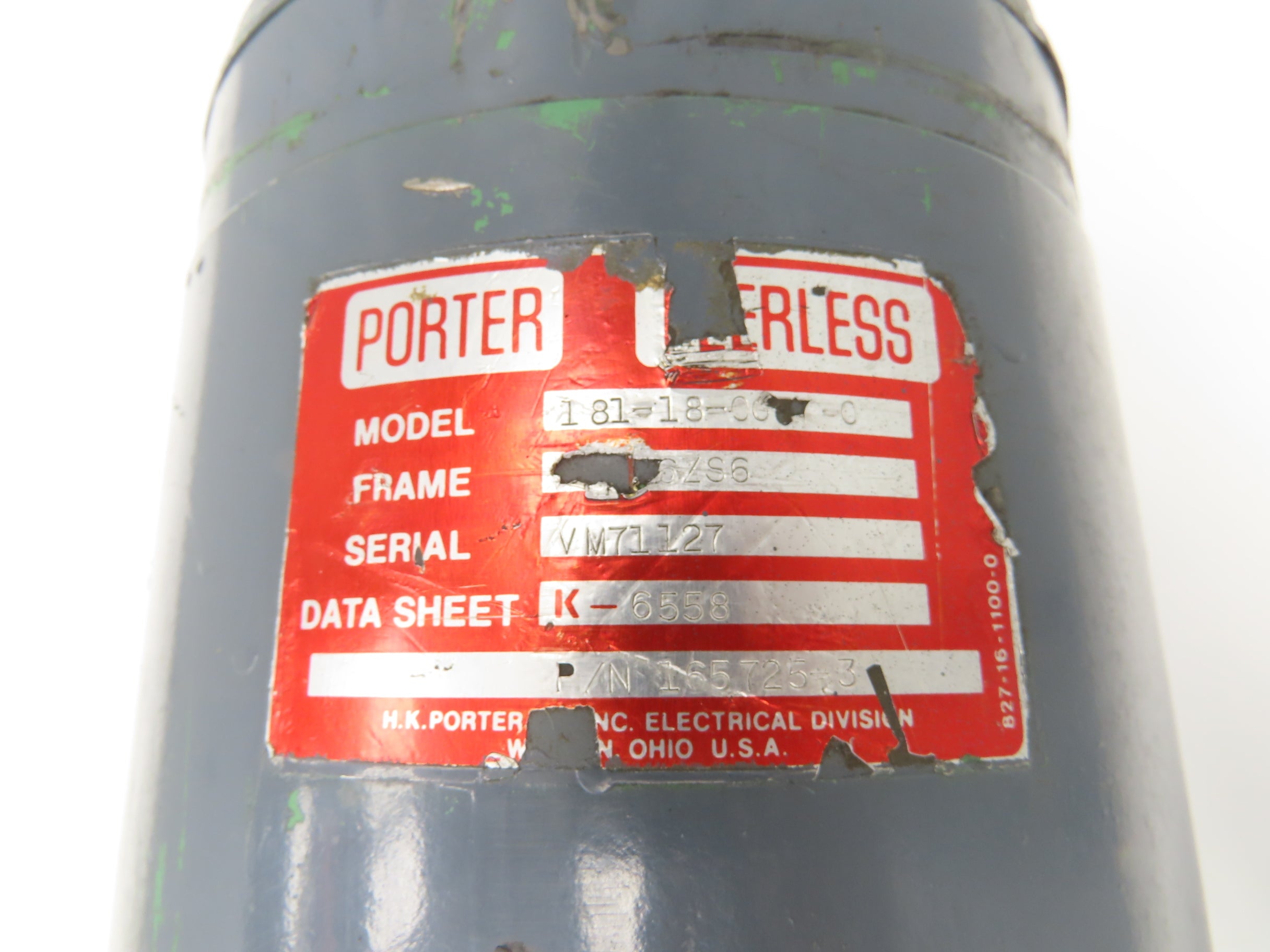 Porter Peerless 181-18-0057-0 DC Motor w/Encoder & Blower 7/8" Shaft D ...