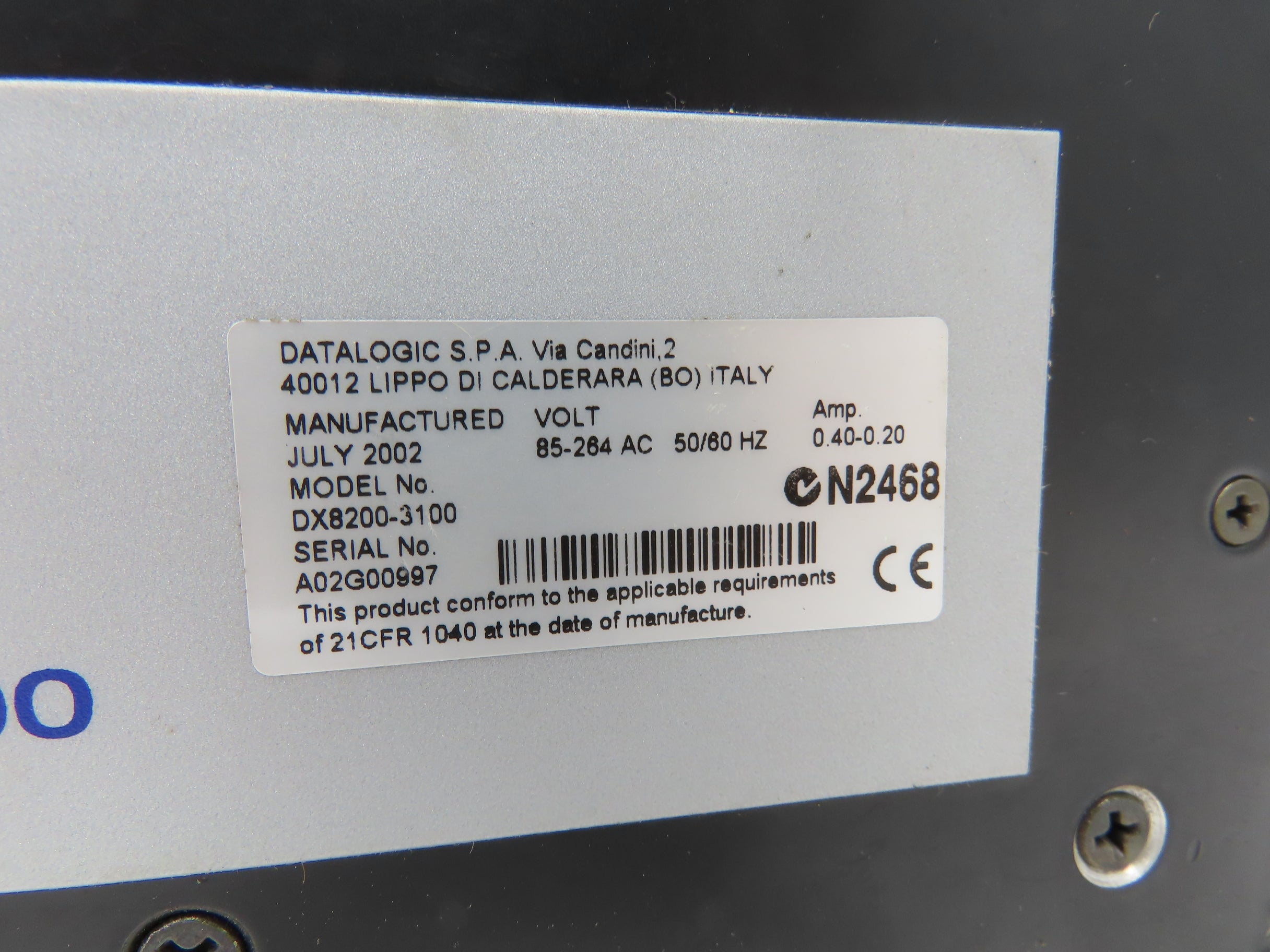 Datalogic DX8200-3100 Laser Barcode Scanner X-Pattern 85-264VAC 50/60H ...