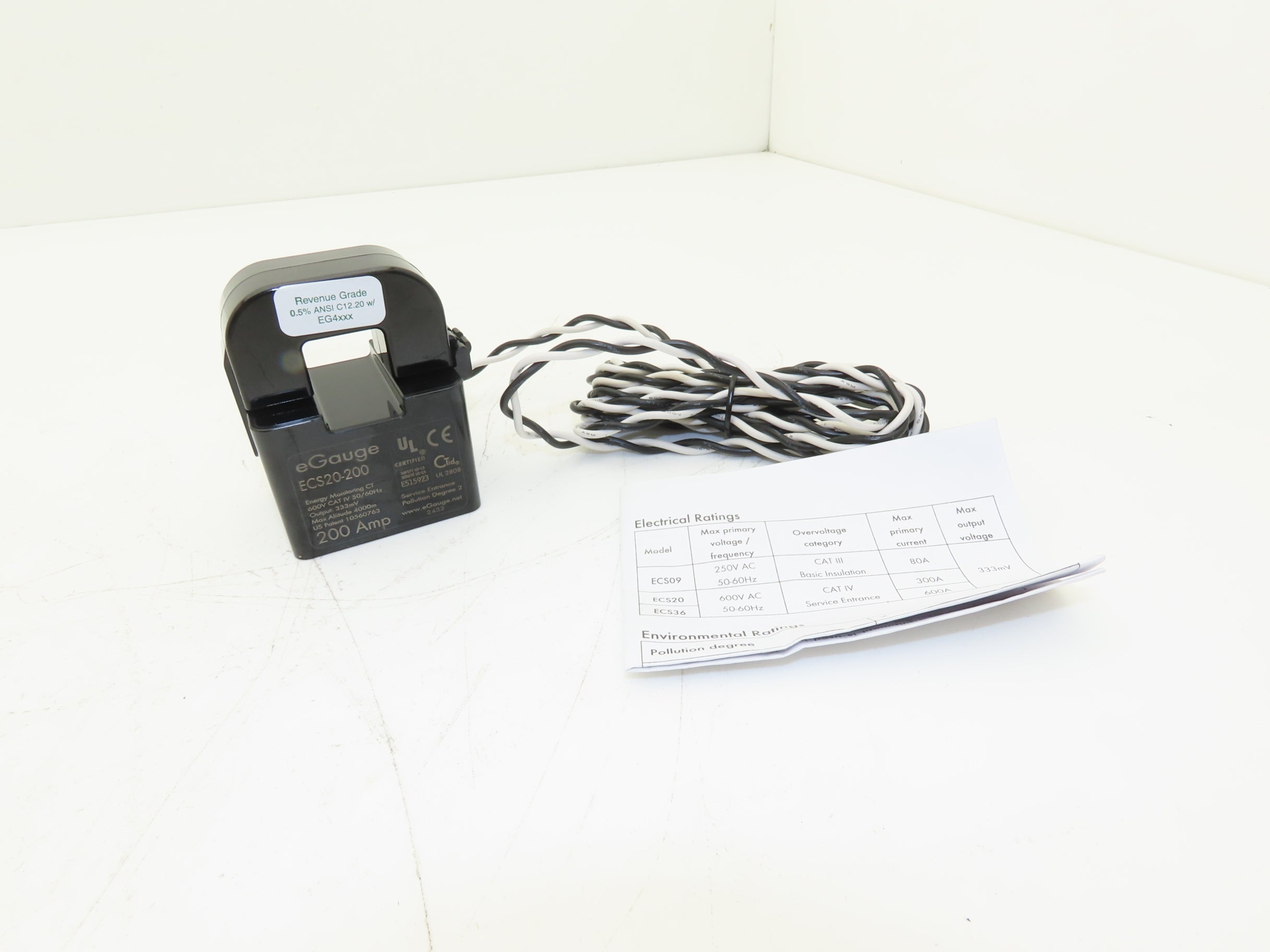 EGauge Systems ECS20-200 Current Transformer Split-Core CT 20mm 200A 6 ...