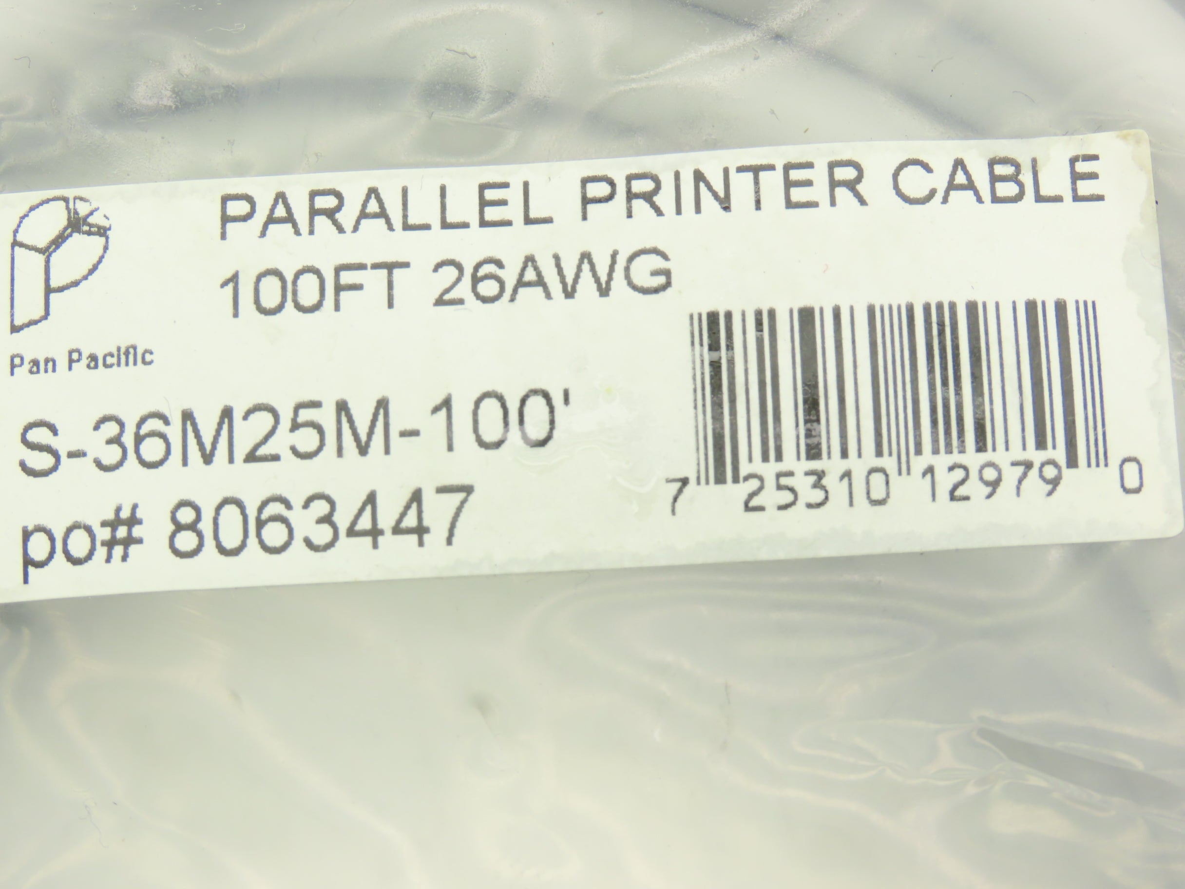 Pan Pacific S-36M25M-100' Parallel Printer Cable IEEE-1284 DB25M/CN36M ...